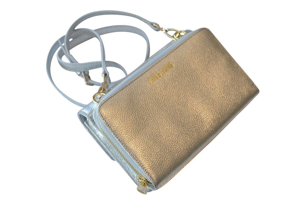 Silver Leather Cross Body Bag with Purse – Mimi & Thomas