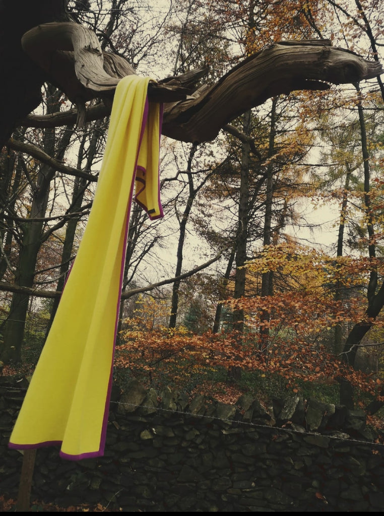 Personalised Yellow Border Pure Cashmere Wrap – Mimi & Thomas