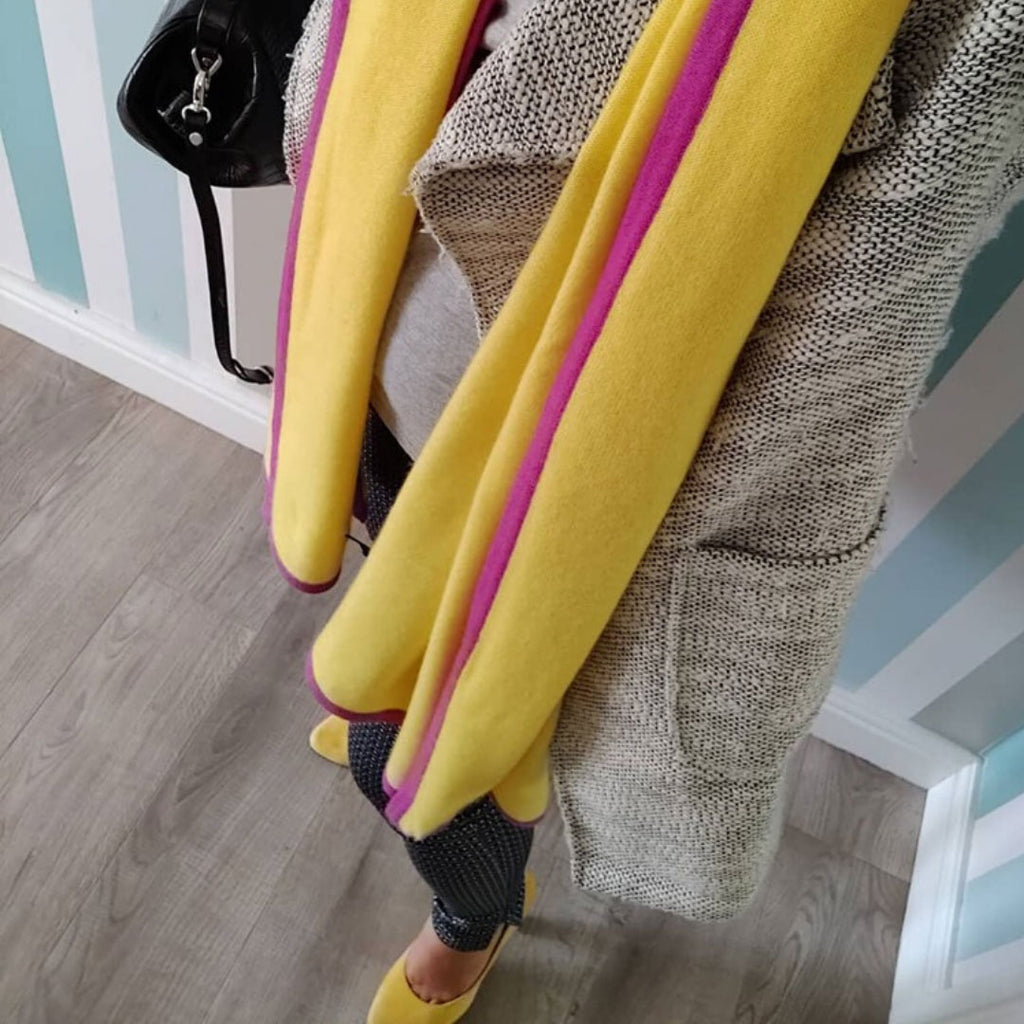 Personalised Yellow Border Pure Cashmere Wrap – Mimi & Thomas