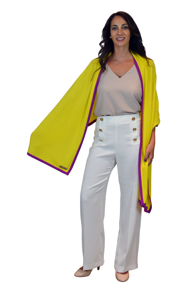 Personalised Yellow Border Pure Cashmere Wrap – Mimi & Thomas